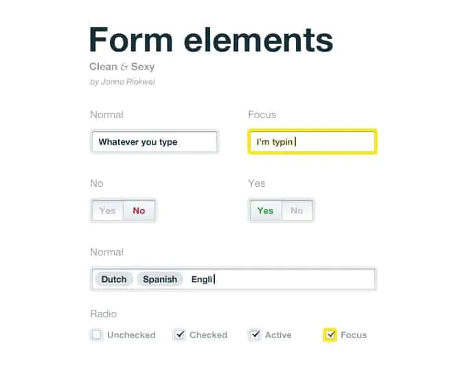 Clean Form Elements (PSD)
